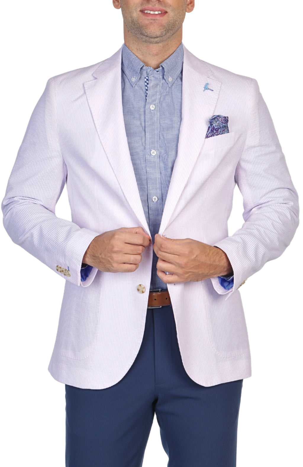 Blush Pink Seersucker Striped Sport Coat – TailorByrd