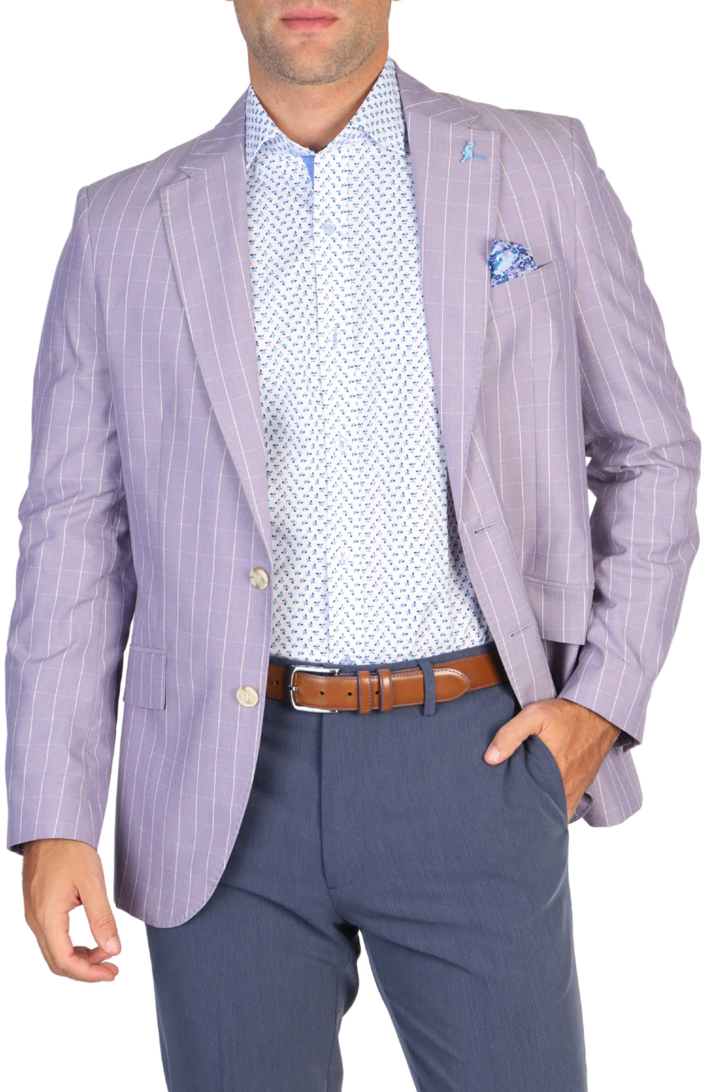 Lilac Mini Windowpane Sport Coat - Mens Blazer Jackets - TailorByrd