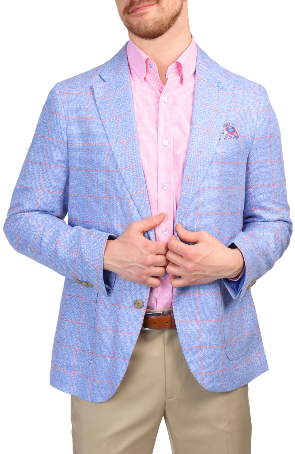 True Blue Yarn Dye Windowpane Sport Coat - Mens Blazer Jackets - TailorByrd