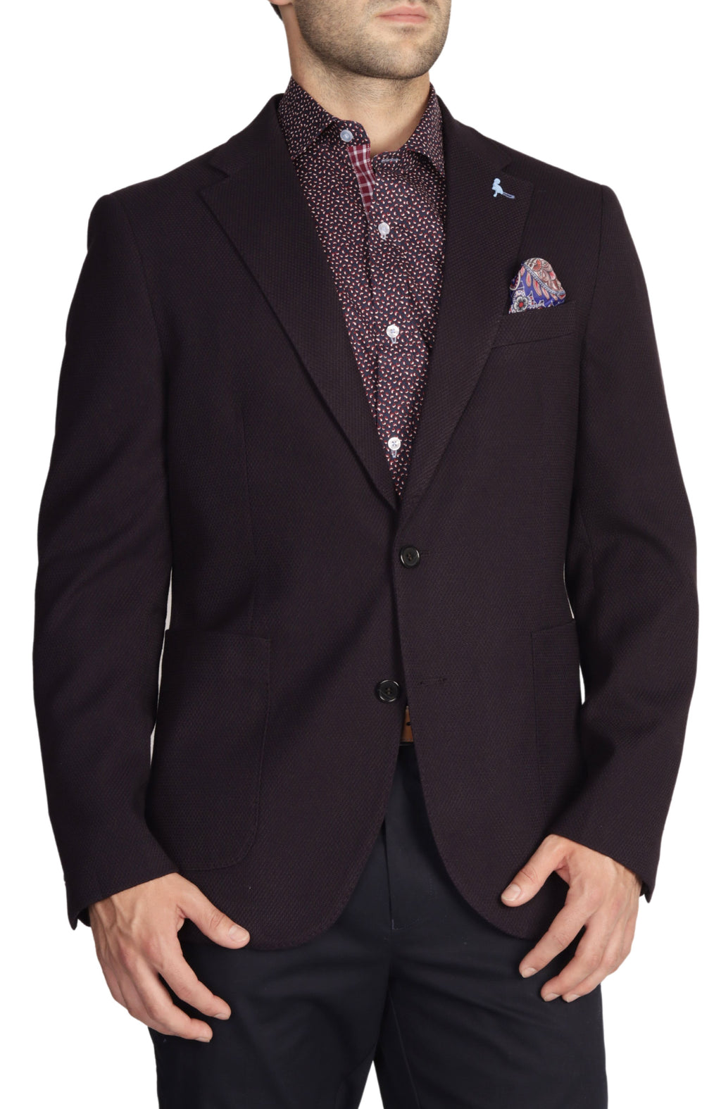 Plum Solid Textured Sport Coat - Mens Blazer Jackets - TailorByrd